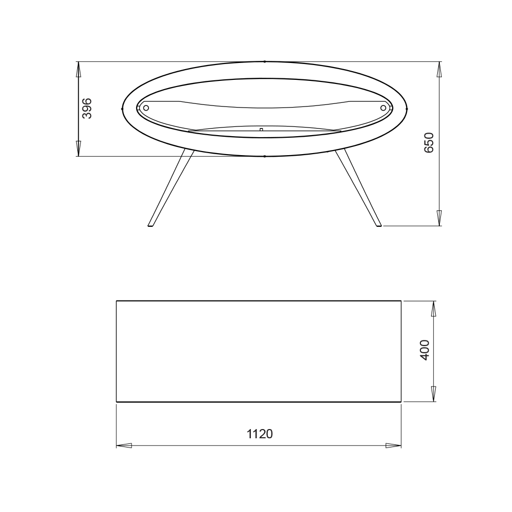 Cheminée Bioéthanol à Poser Ellipse Floor - Blanche